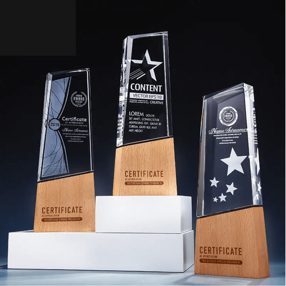 Crystal 3d laser engraving Trophy wooden award for souvenir gifts - U S ...